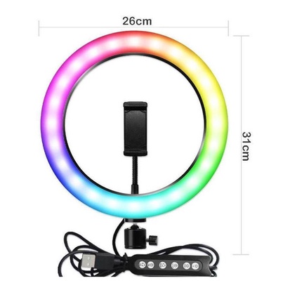 Kit 10 Polegada Colorido Ringlight Rgb Led Anel Luz 26 cm | Shopee Brasil