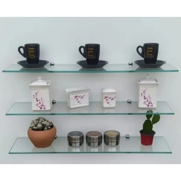 Kit prateleira de vidro para sala 50x10 c/ 3 un. Gabiart | Shopee Brasil