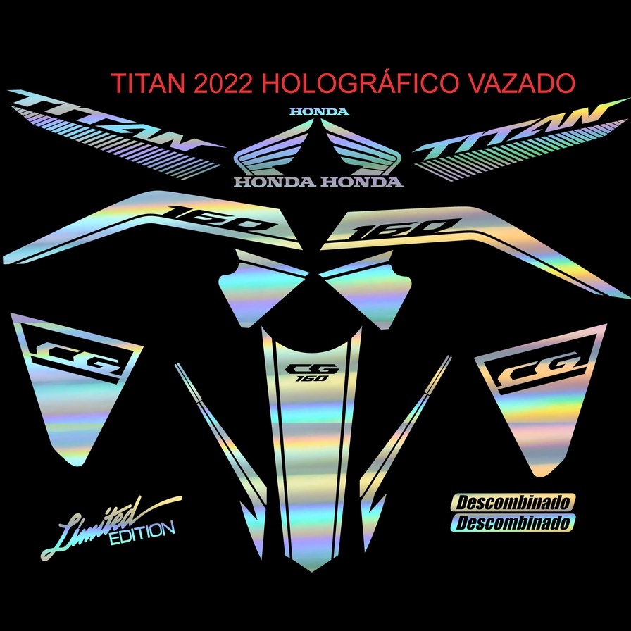 adesivos cg 160 titan cargo/fan/start/holográfico | Shopee Brasil