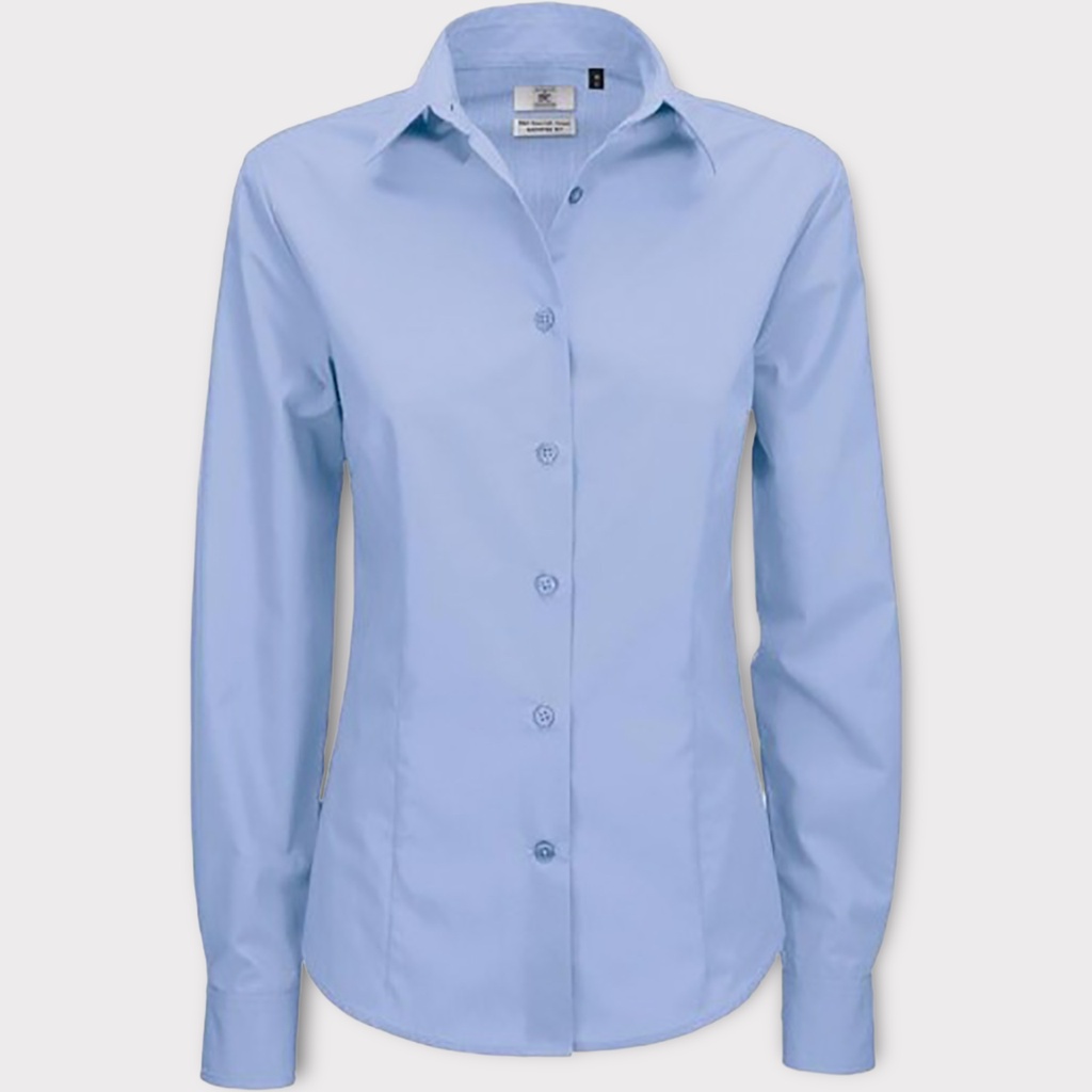 Camisete camisa manga longa feminina azul celeste blusa social ...