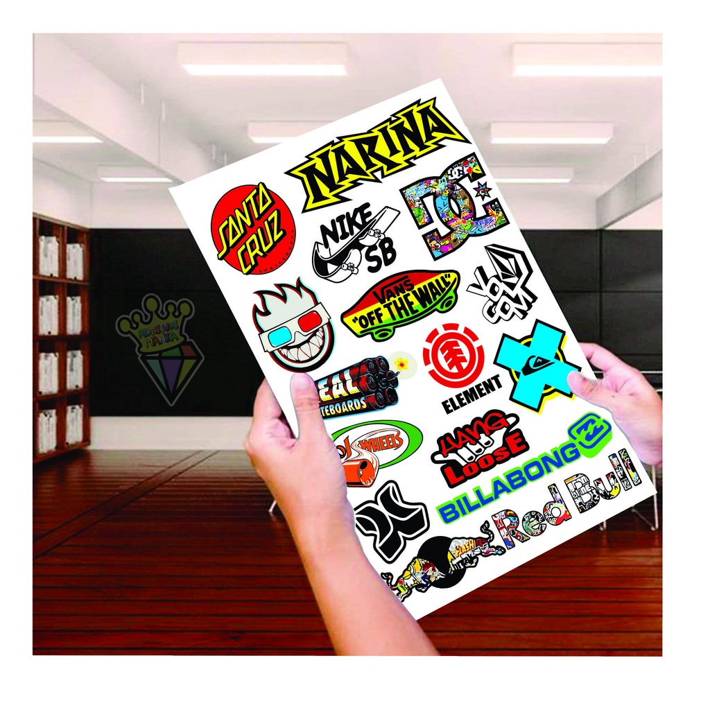 Cartela com 15 Adesivos da Varias Marcas de Skate | Shopee Brasil