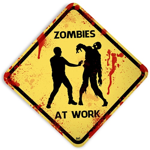Placa Criativa Divertida Geek Zombie At Work (32cm x 32cm) | Shopee Brasil