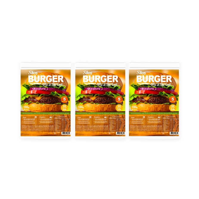 Burger de Carne Mix de Soja Light Silos Group Kit 3 - 300g (12 burgers ...