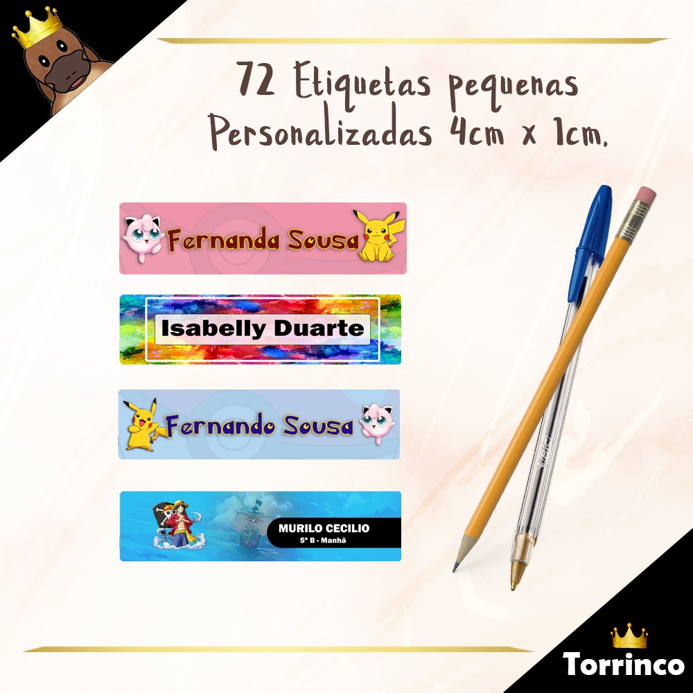 72 Etiquetas pequenas escolares personalizadas. | Shopee Brasil