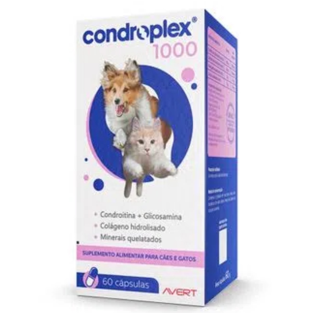 Suplemento Condroplex 1000 para Caes e Gatos 60 capsulas Avert | Shopee ...
