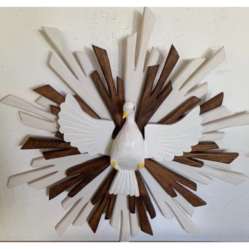 Resplendor Divino Espírito Santo em Madeira com Raios Duplos 50cm c x ...