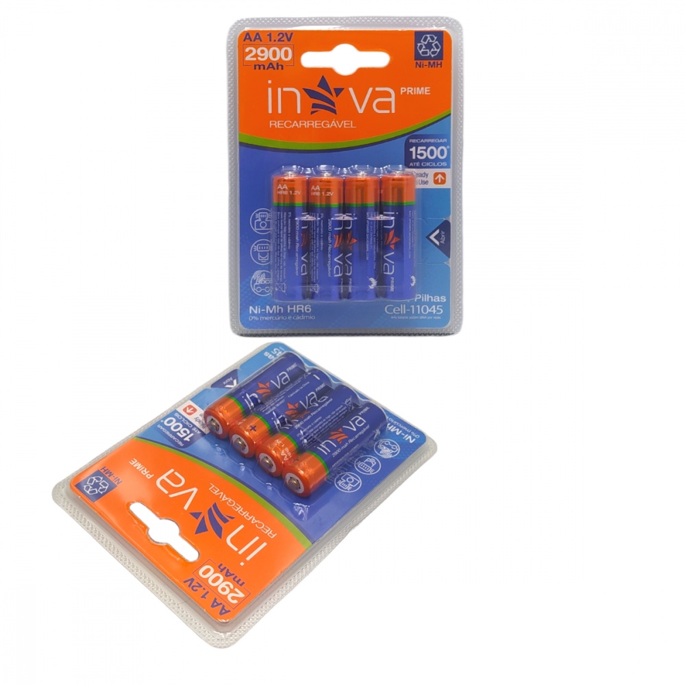Pilhas Recarregáveis Inova Prime Comum AA Palito AAA | Shopee Brasil