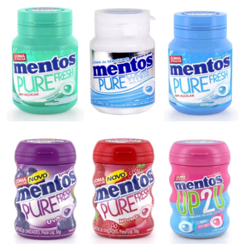 Chicle Mentos Sem Açúcar Pote 48g 56g Diversos Sabores | Shopee Brasil