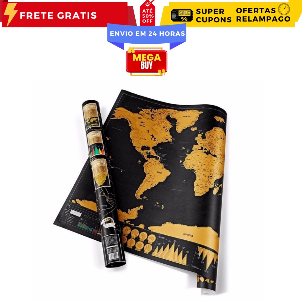 Mapa Mundi De Raspar Scratch Map Viagens Mapa Raspadinha | Shopee Brasil