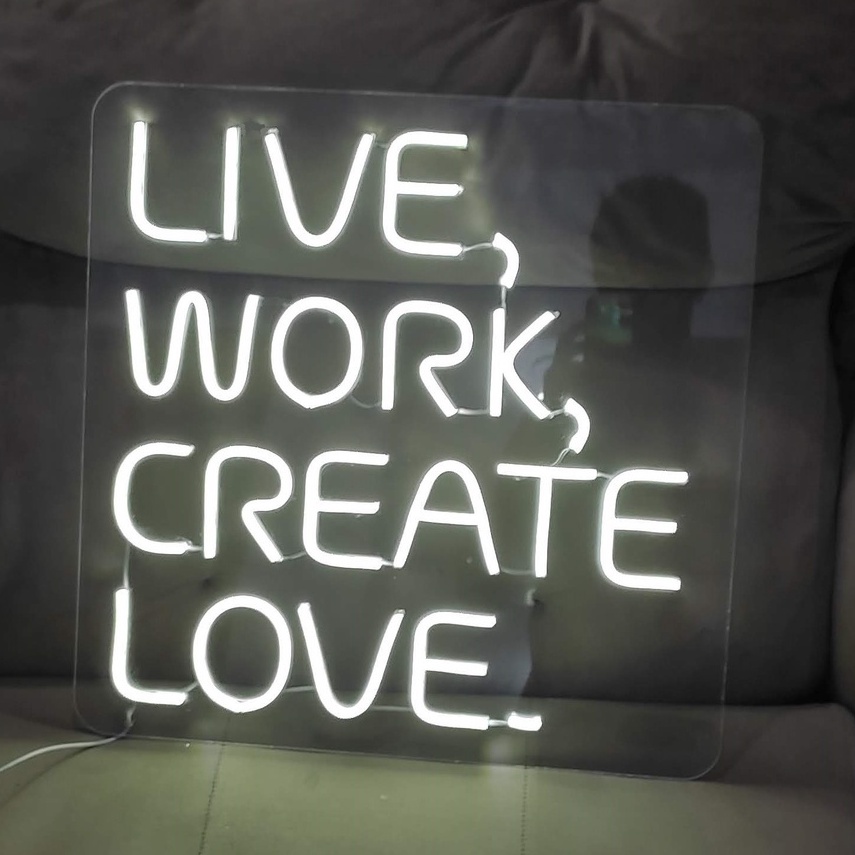 Painel Led Neon "Live Work Create Love" | Shopee Brasil