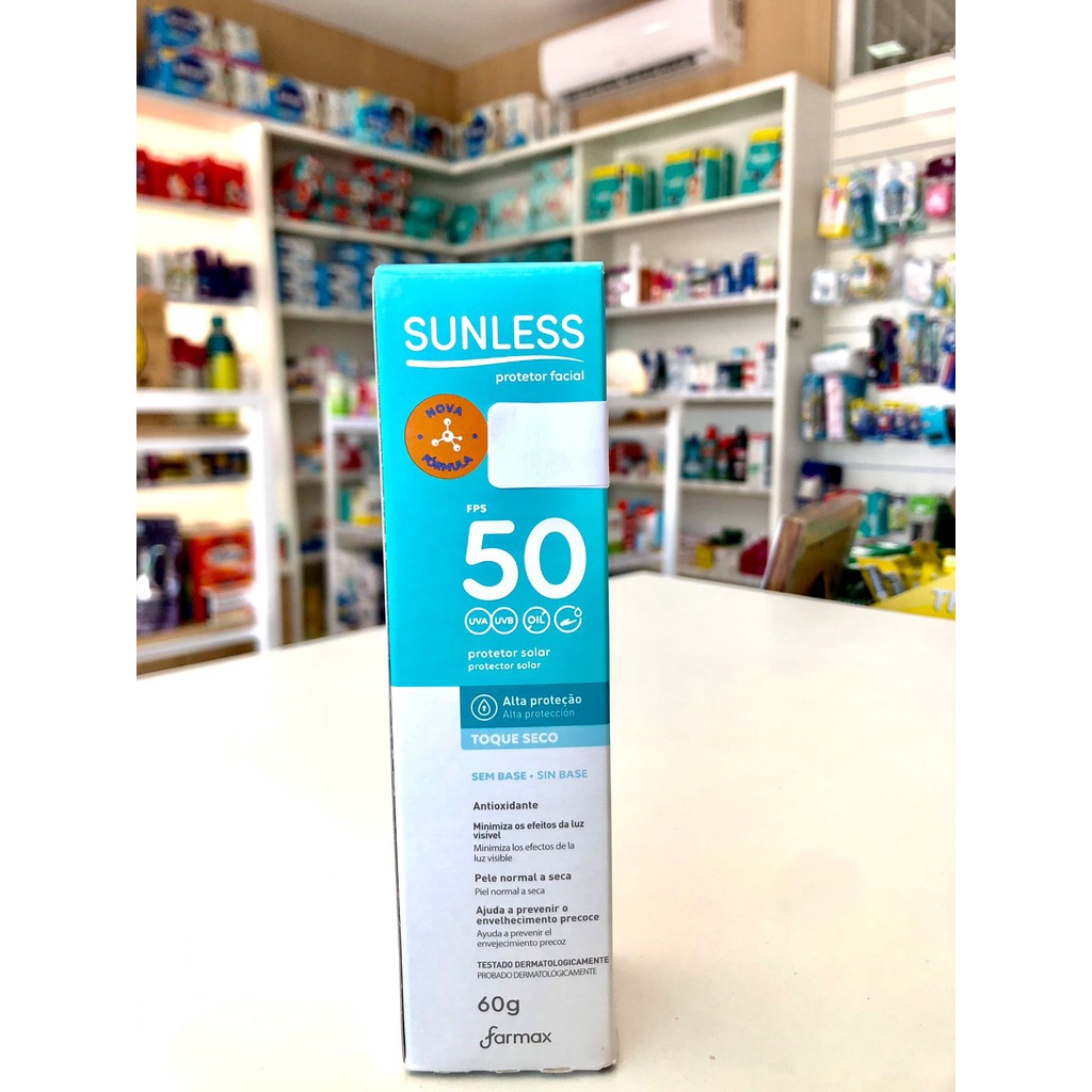 Protetor Solar Facial FPS 50 Sunless Toque Seco 60g | Shopee Brasil