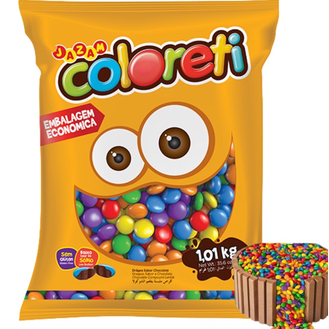 Confeito de Chocolate Coloreti Sortido GRANDE 1Kg - Jazam Alimentos ...