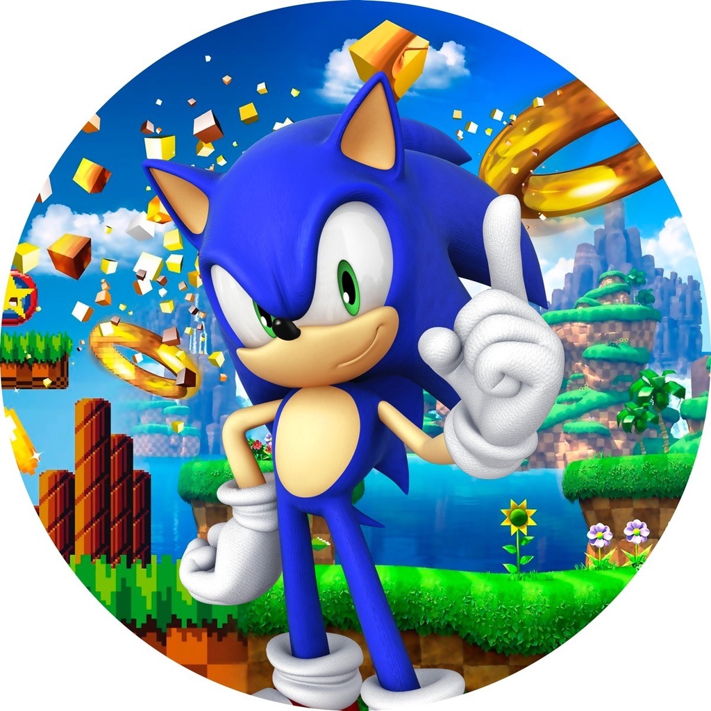 Painel De Festa Redondo Tema Sonic Em Tecido Sublimado 3D | Shopee Brasil