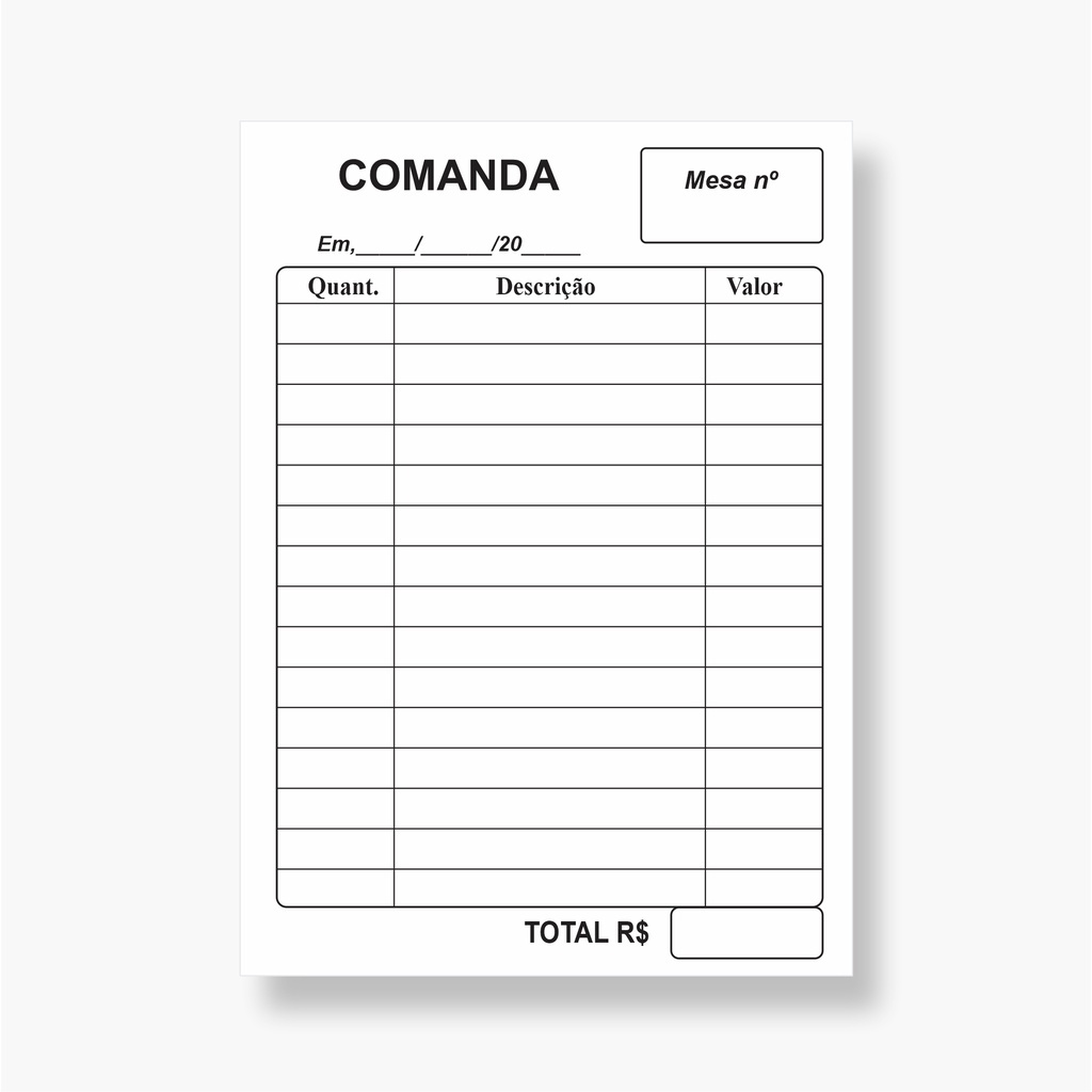 Kit 5 blocos de comanda para restaurante, lanchonete, barzinho, etc. | Shopee Brasil