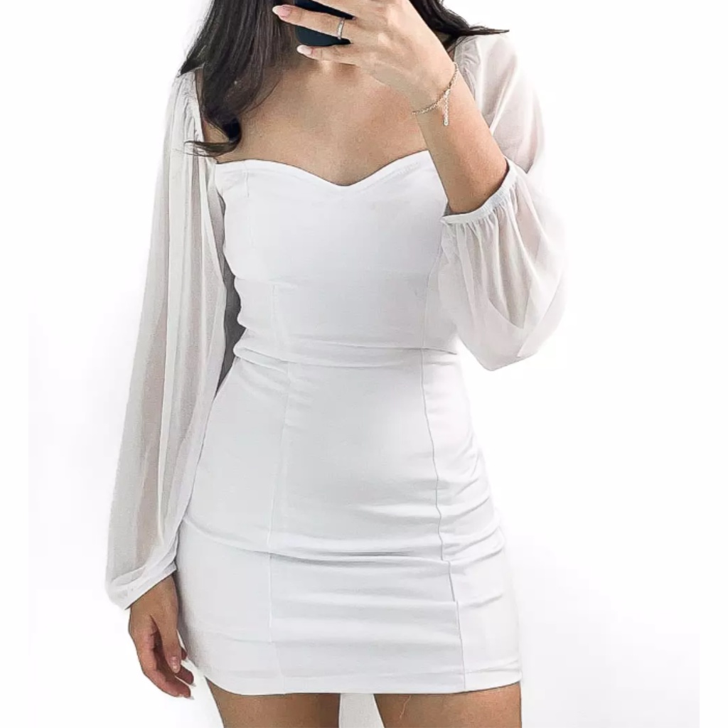 Vestido Branco Ciganinha Manga Longa Bugante Tule Sensual Gringo para ...