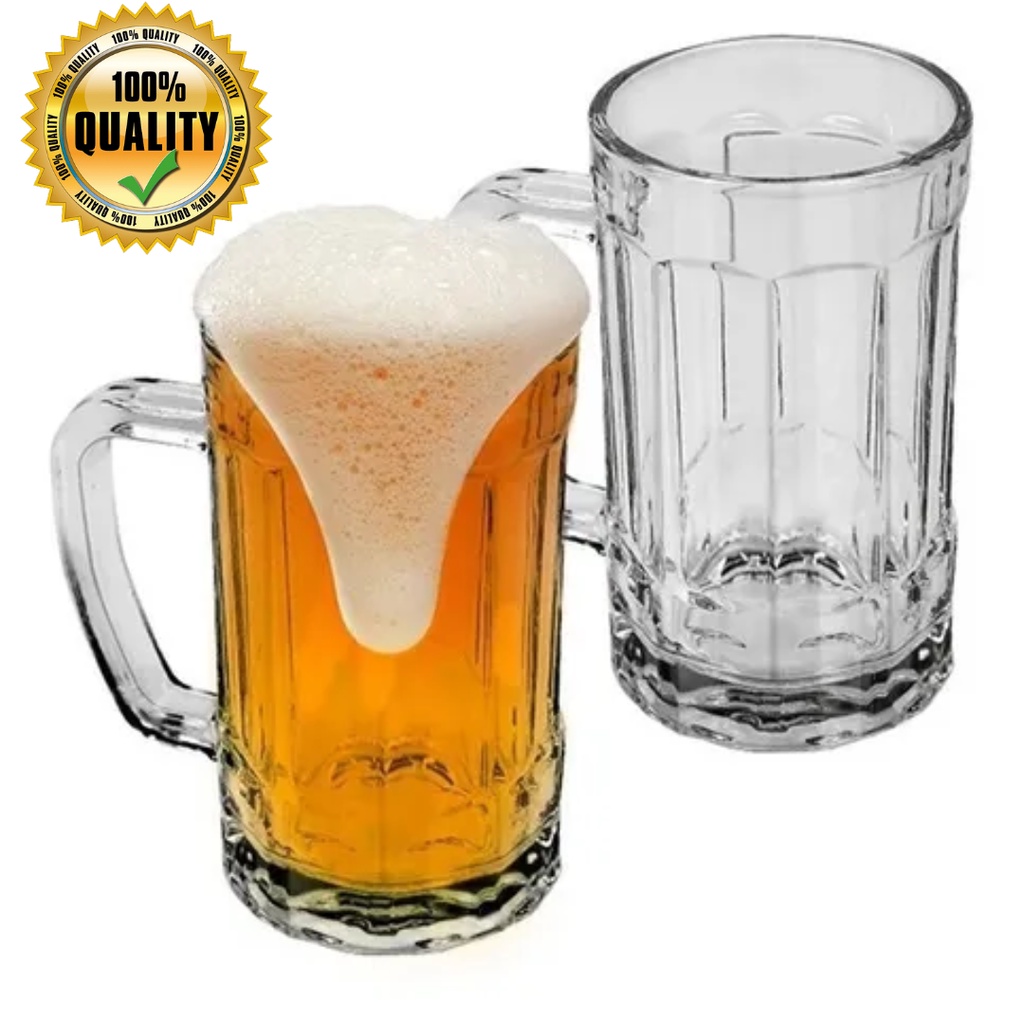 Kit 2 Caneca De Chopp Cerveja 400ml Vidro Resistente Premium | Shopee Brasil