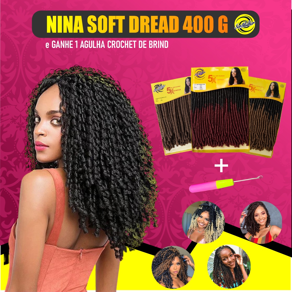 Soft Dread Lock 400g | SER MULHER FIBRAS Nina Soft Dread - fibra ...