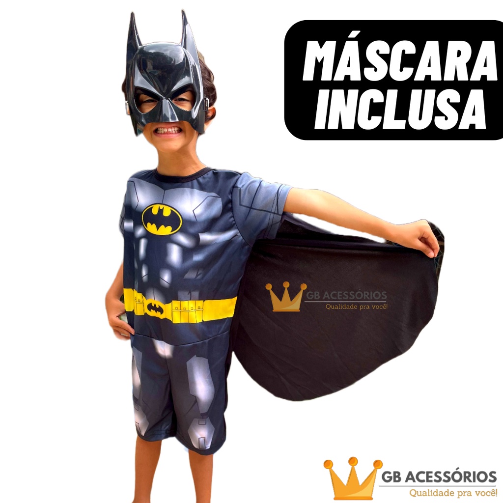 Roupa Fantasia Batman Infantil com Máscara de Plástico Festas ...