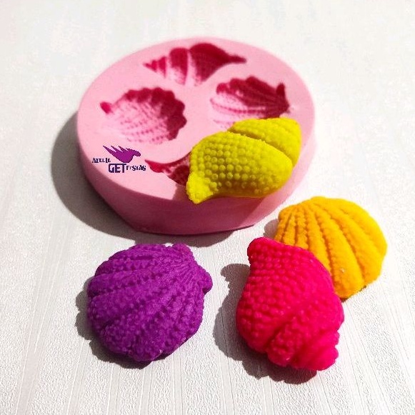 Molde de silicone CONCHAS DO MAR TEXTURIZADAS (4 cavidades). | Shopee ...