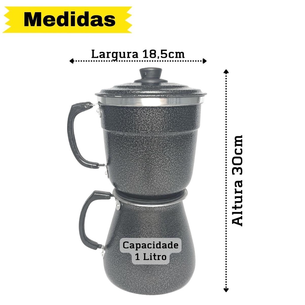 Cafeteira Italiana Bialeti Econômica 1L em Alumínio Preta Amrela ...