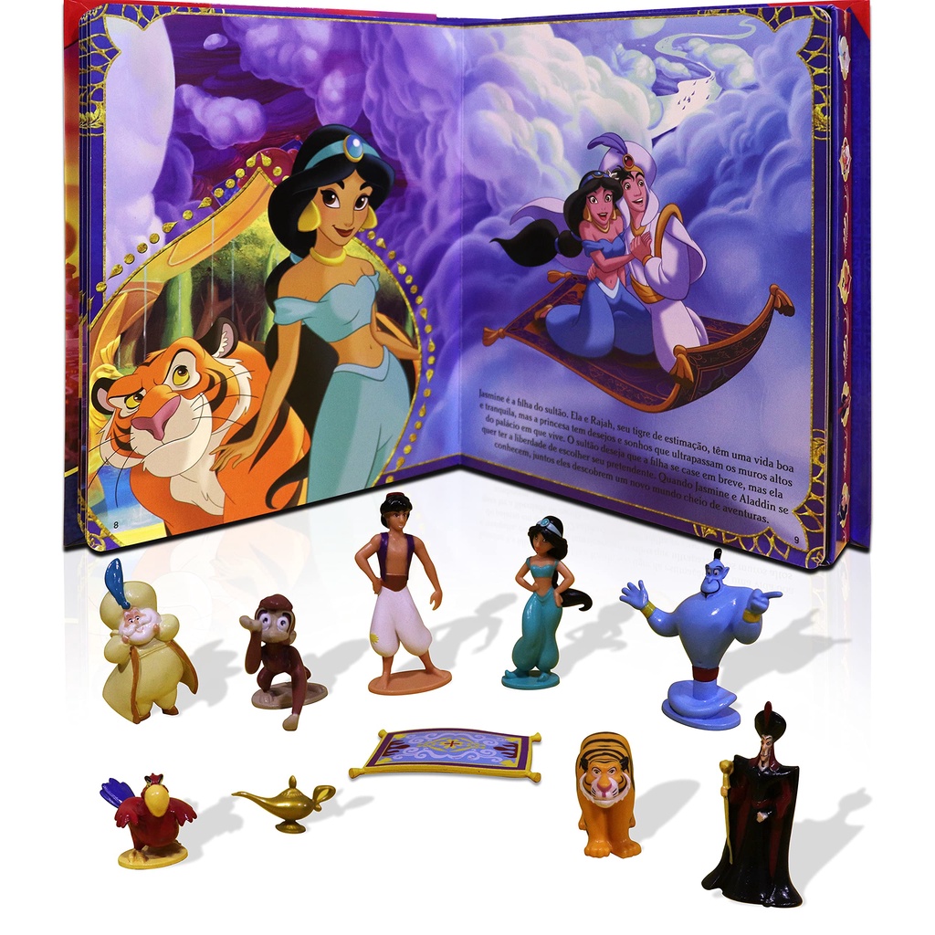 BOX LIVRO ILUSTRADO ALADDIN - UM MUNDO NOVO ( ACOMPANHA CENÁRIO E 10 ...