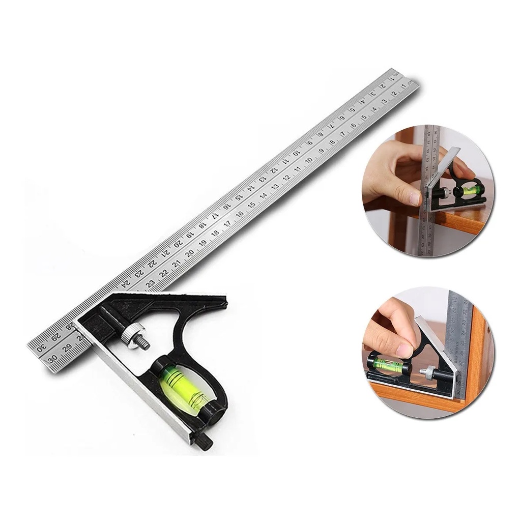 Esquadro Combinado Marcenaria Madeira C/ Régua Carpinteiro | Shopee Brasil