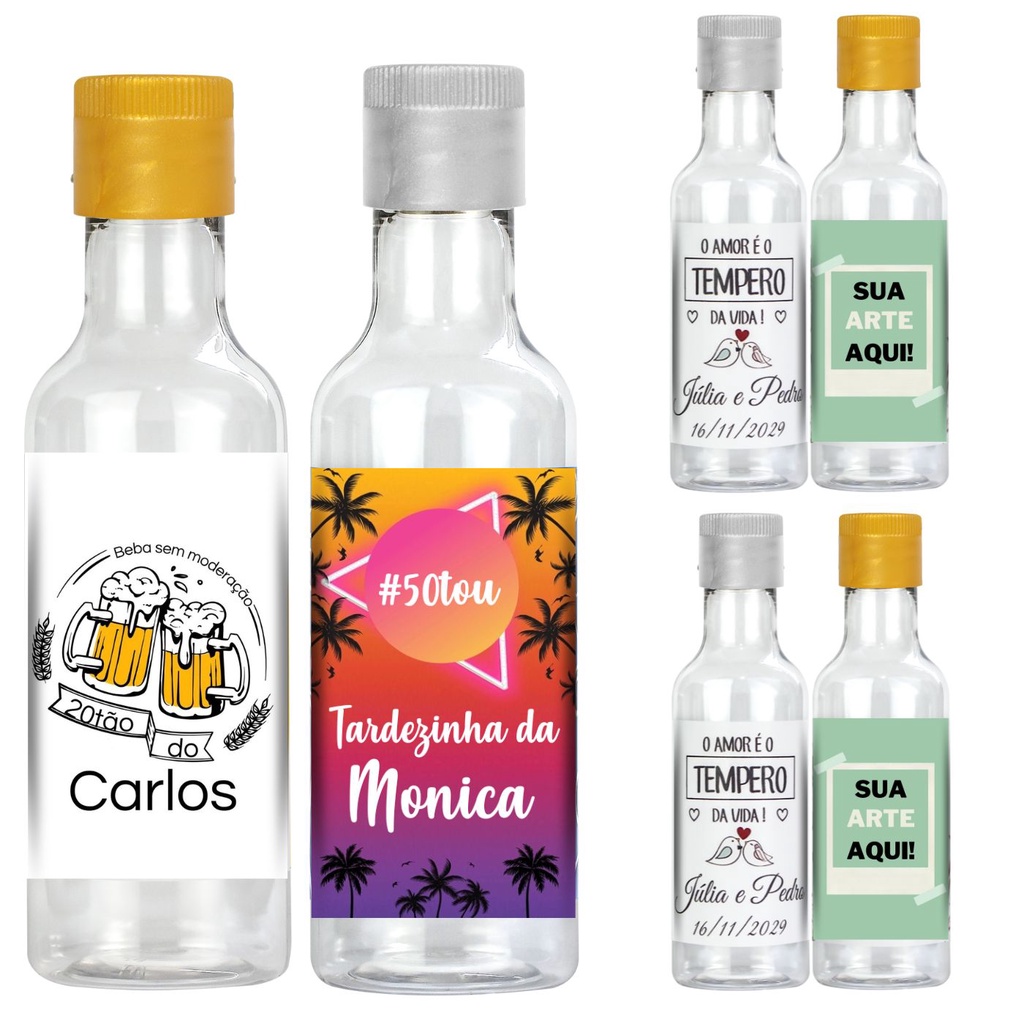 100 Mini Garrafinhas Personalizadas 50ml Lembrancinhas Festas Brindes Eventos | Shopee Brasil