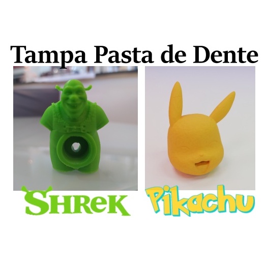 Tampa de Pasta de Dente Pikachu e Shrek Testado com o tubo de creme ...