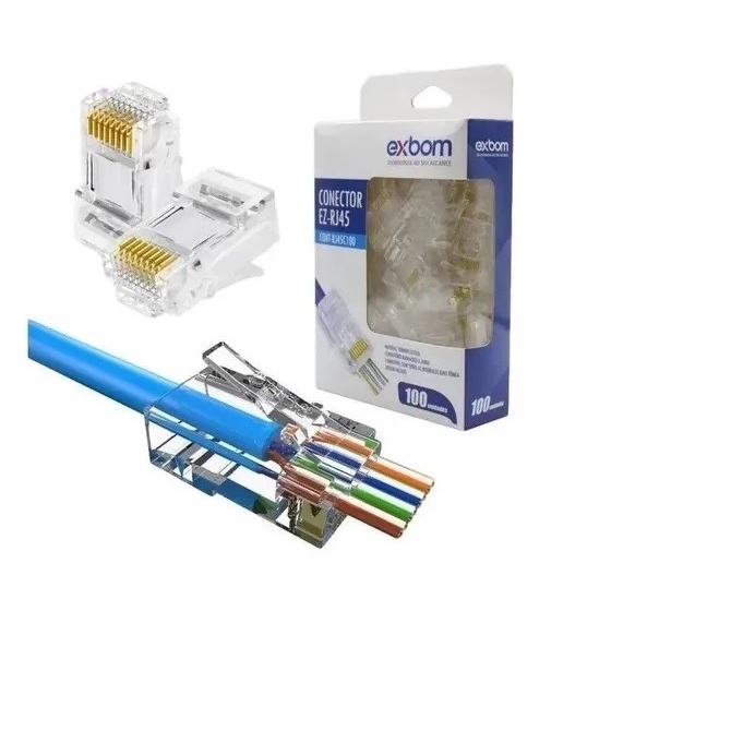 Conector Rede Internet Rj45 Cat5e Vazado 100 Unidades | Shopee Brasil