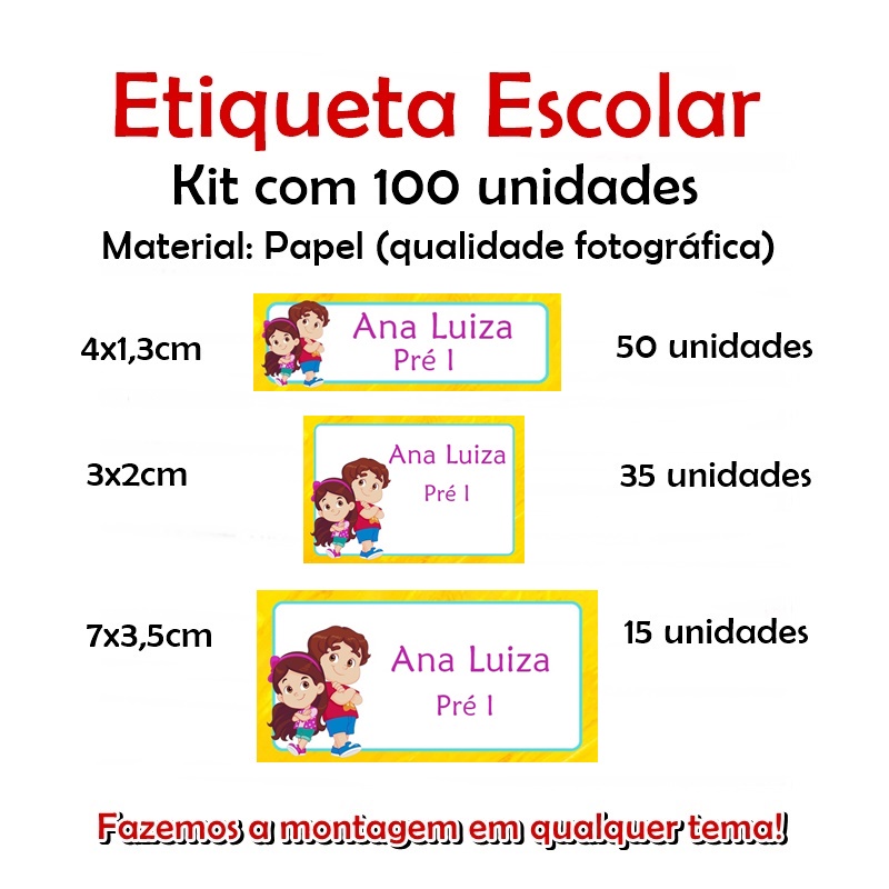 Etiqueta Maria Clara e JP para Material Escolar - Kit com 100 unidades ...