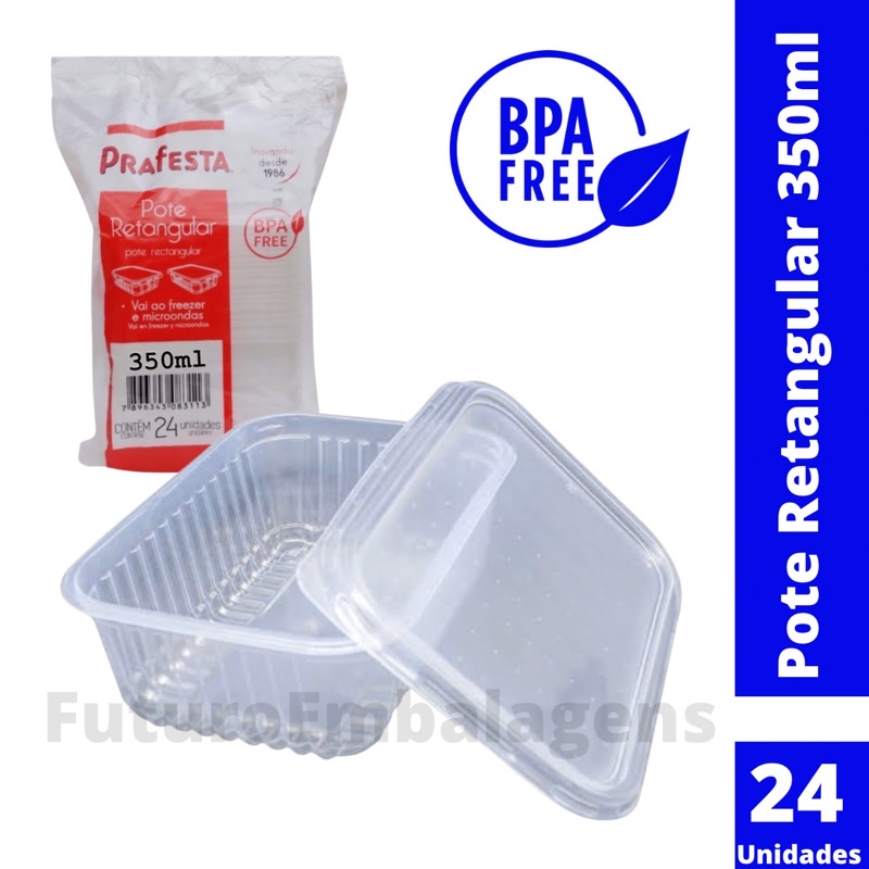 24un Pote Marmita Descartável 250 / 350 / 500 / 750 / 1000ml Fitness Fit Freezer Microondas ...