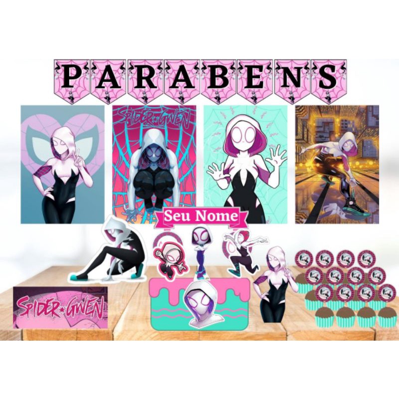 Kit Festa Só um Bolinho Spider Gwen | Shopee Brasil