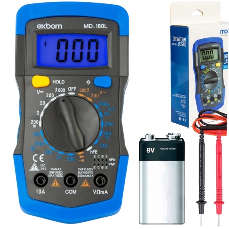 Multimetro Digital 600V Profissional Tela Lcd Iluminada Multímetro com ...
