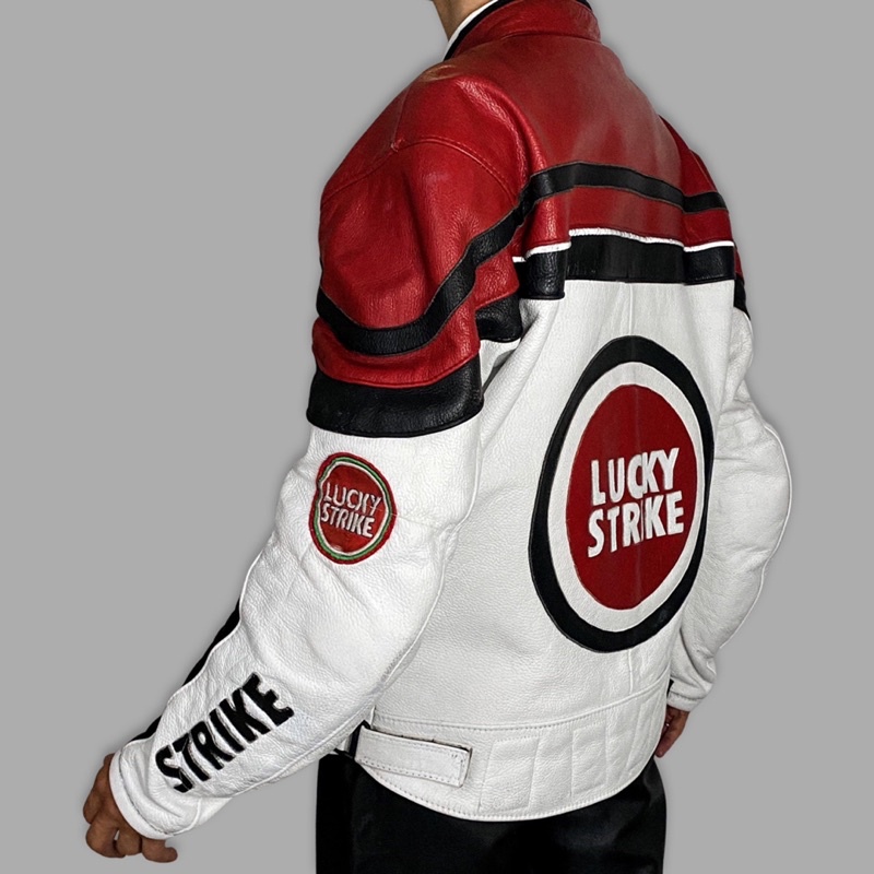 Jaqueta LUCKY STRIKE RACING VINTAGE em Couro | Shopee Brasil
