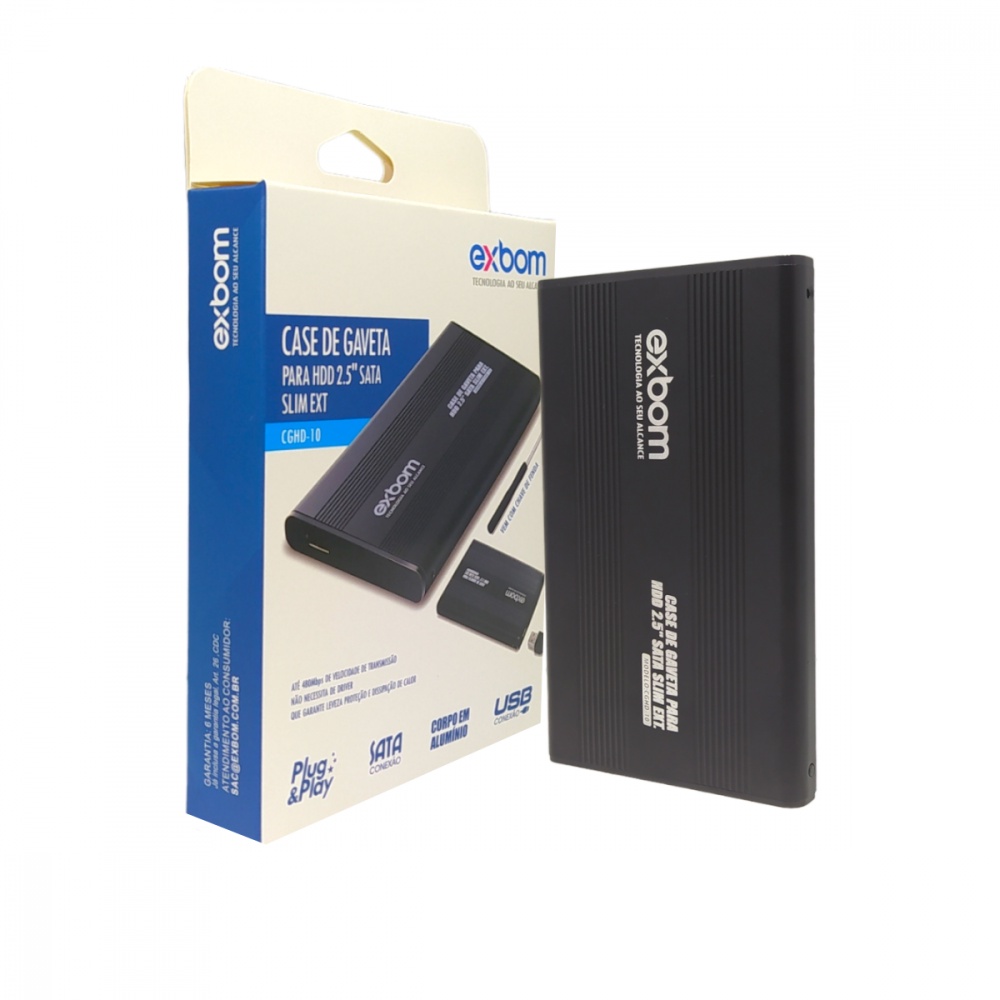 Case de Gaveta Exbom para HD Externo 2.5 Notebook Usb 2.0 Sata Slim ...