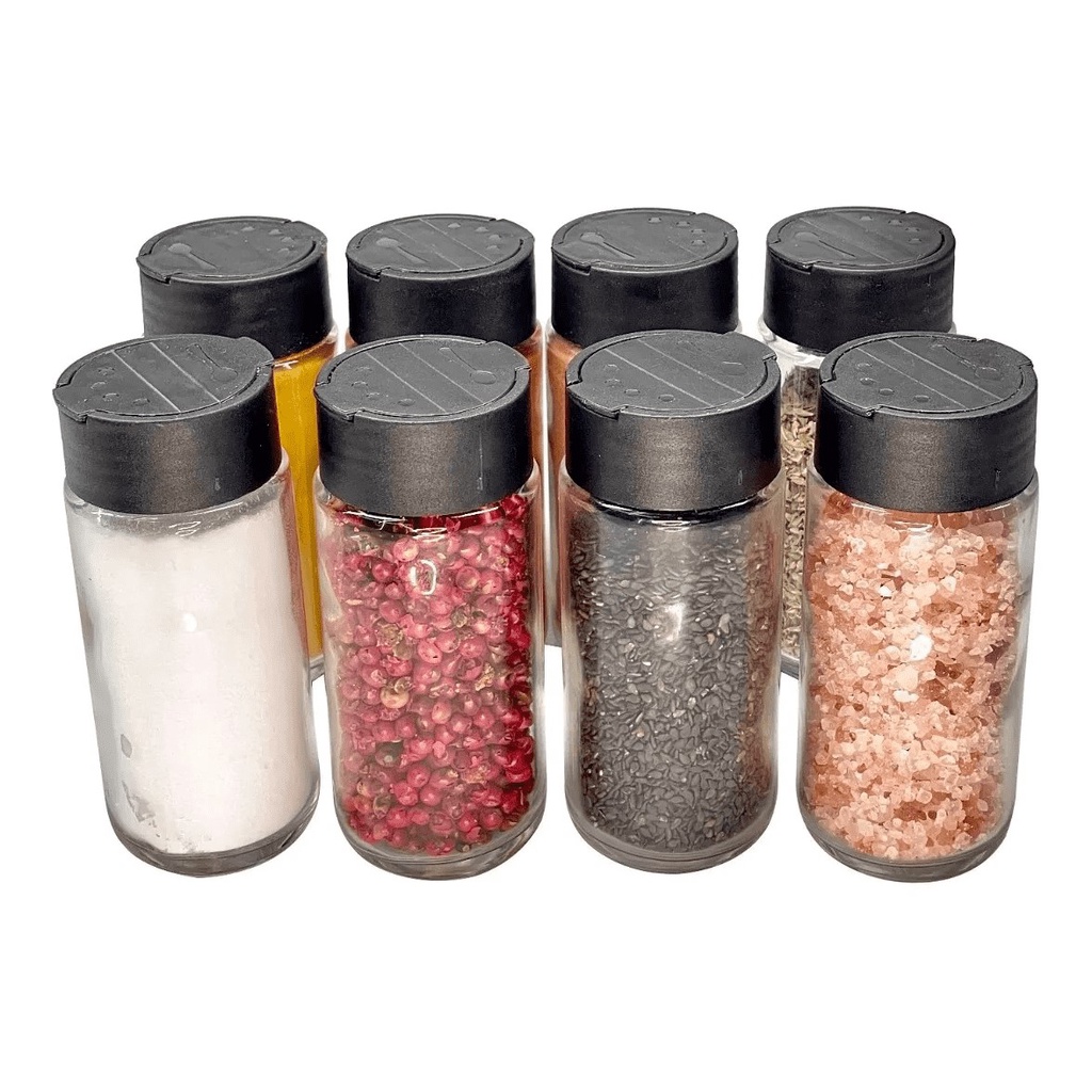 Kit 8 Potes Tempero De Vidro 100ml Tampa Dosadora Dupla | Shopee Brasil