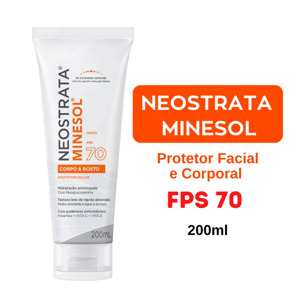 PROTETOR SOLAR NEOSTRATA MINESOL CORPO E ROSTO FPS 70 - 200ML | Shopee ...