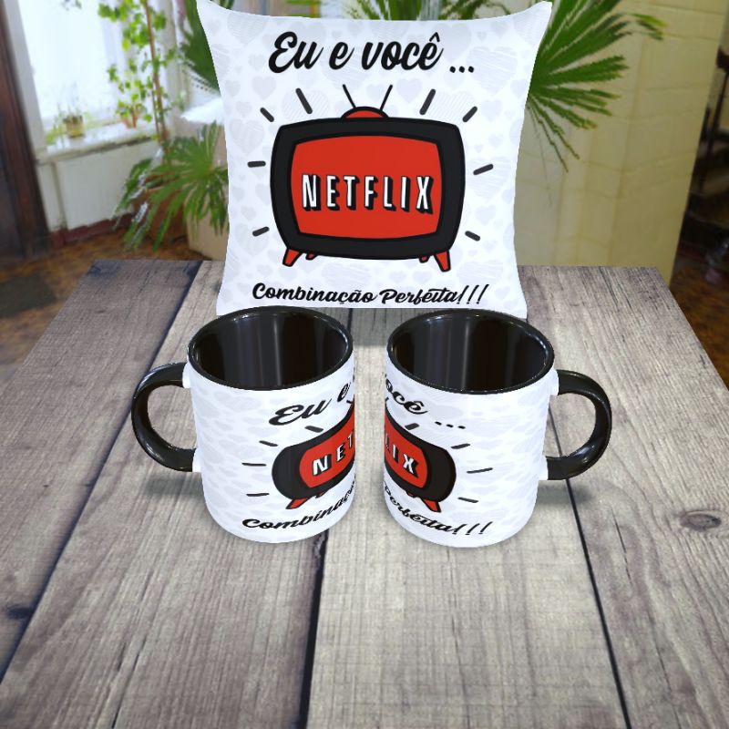 Kit Personalizado Netflix 2 Canecas+Almofada | Shopee Brasil