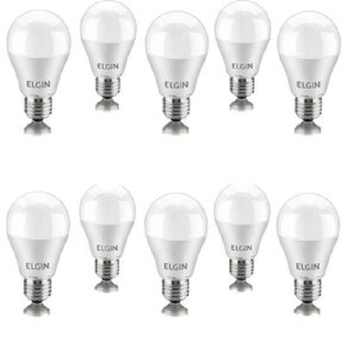 Kit 10 Lampada Led 9w Bulbo E27 BiVolt Elgin Branca Morna 810LM - Inmetro | Shopee Brasil