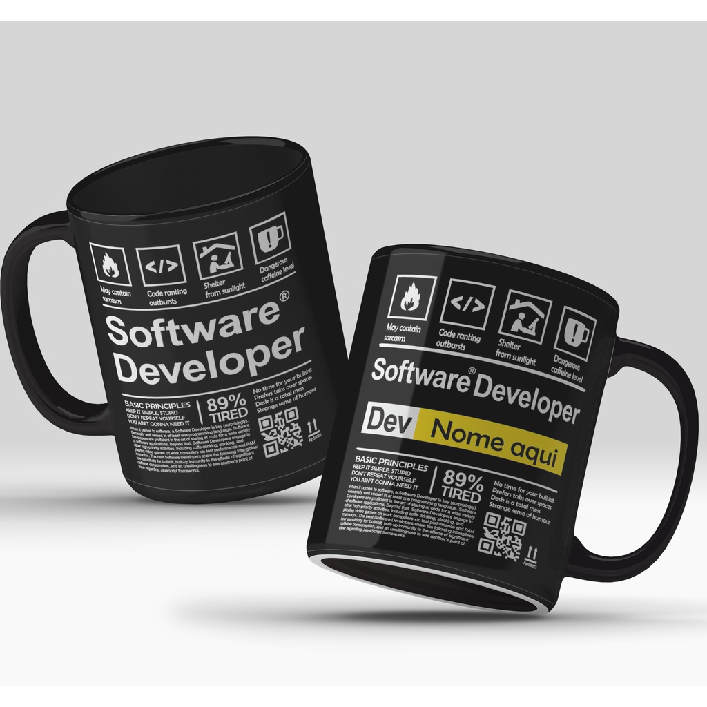 Caneca Desenvolvedor de Software - Software Developer -Caneca personalizada com nome - Escorrega ...