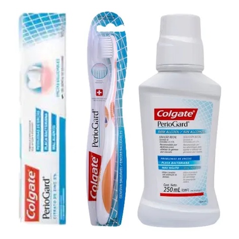 KIT CREME DENTAL + ESCOVA + ENXAGUANTE BUCAL PERIOGARD Colgate ...