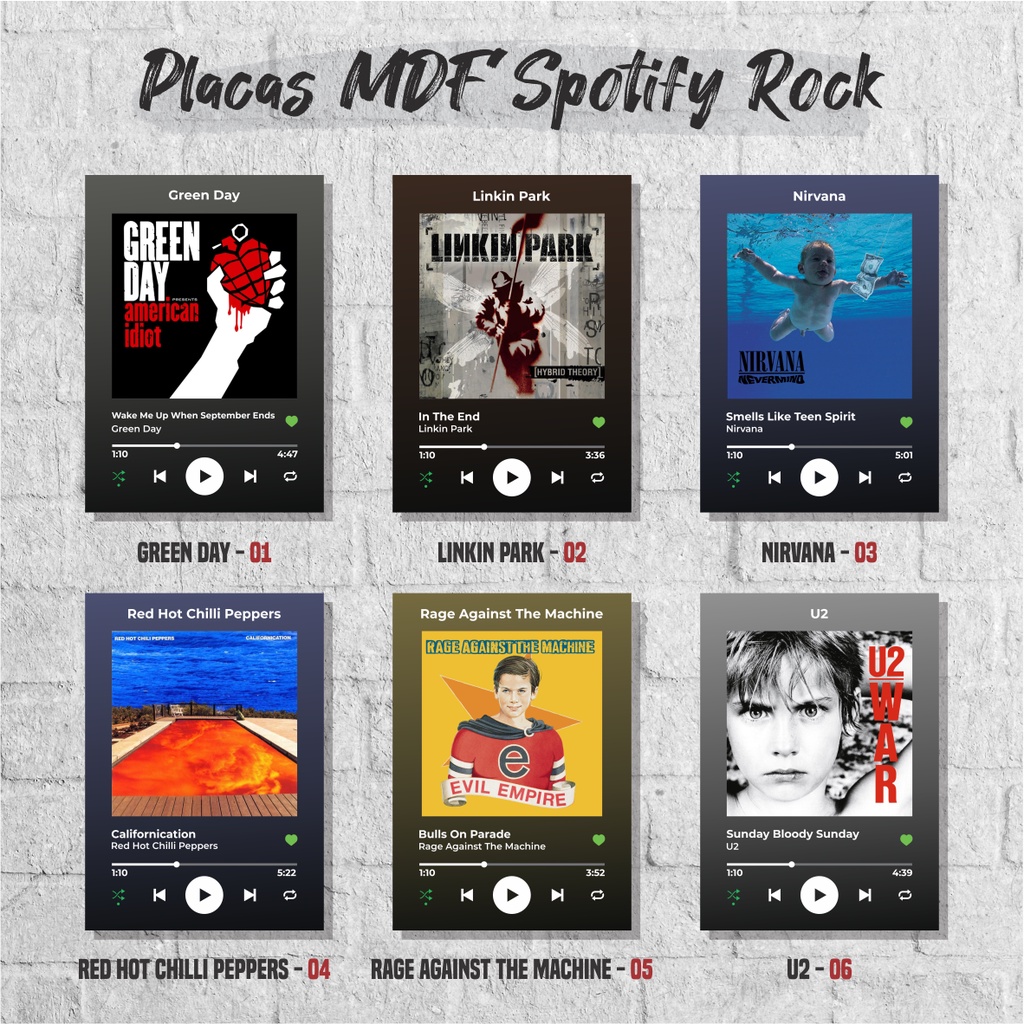 Placa MDF Spotify Rock | Shopee Brasil