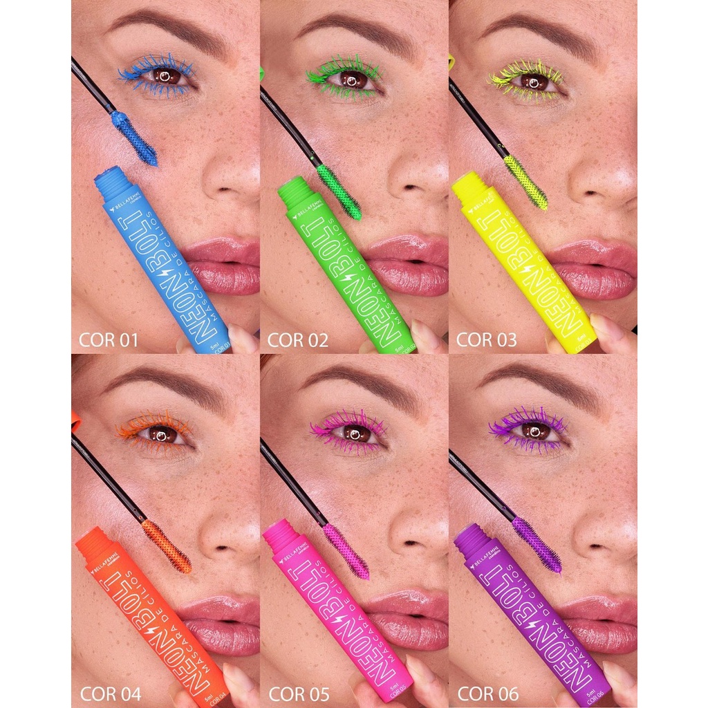 Rímel Colorido Neon Brilha No Escuro Carnaval 6 Un | Shopee Brasil