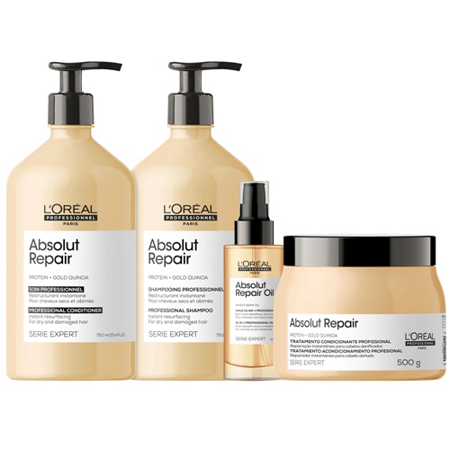 Loreal Kit Absolut Repair Gold Quinoa Médio Completo | Shopee Brasil