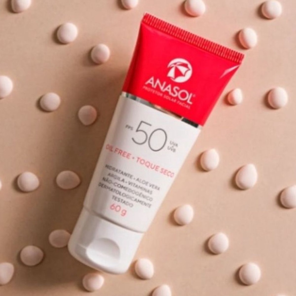 Protetor Solar Anasol Facial FPS50 Toque Seco 60g - Escorrega o Preço