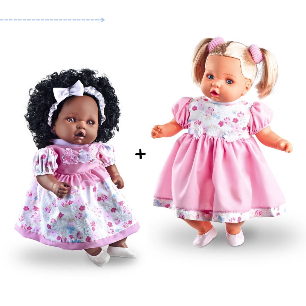 Boneca que fala bebe cabelo loiro cacheado bonecona branca e negra ...