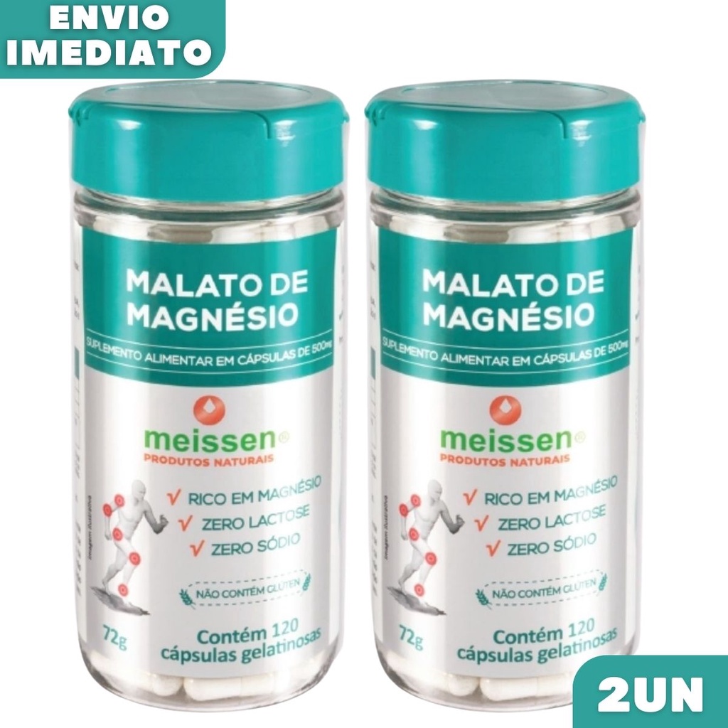 Kit 2 Malato De Magnésio 120 Cápsulas 500mg Puro - Meissen Original | Shopee Brasil