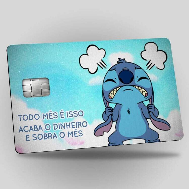 Adesivo Para Cartão Stitch Sobra Mês Falta Dinheiro - Escorrega o Preço