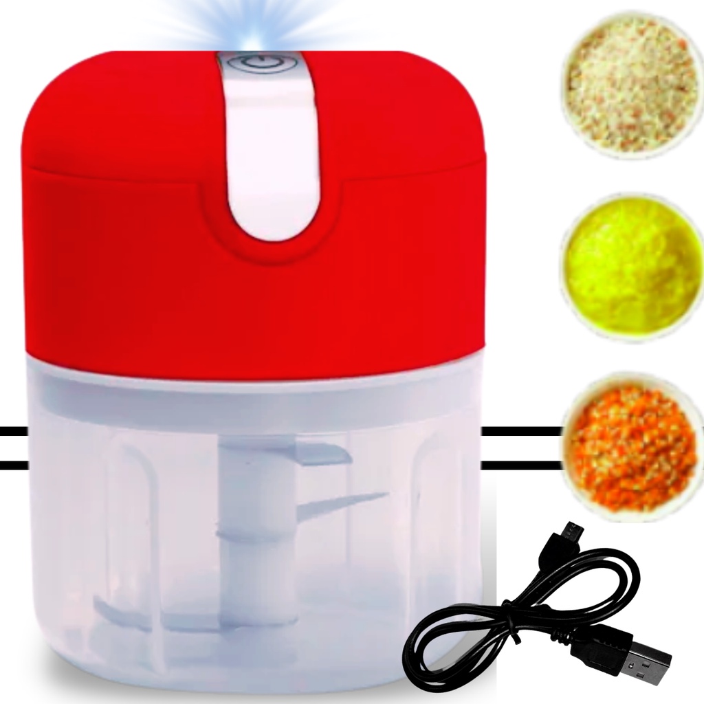 Mini Processador Elétrico 250ml 3 Laminas Potente Recarregável Usb ...