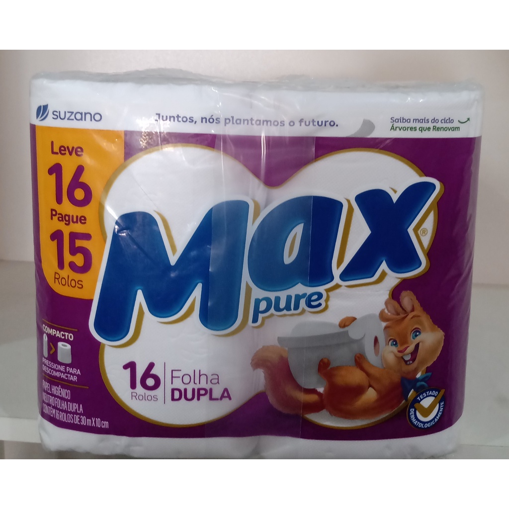 Papel higienico max pure com 16 rolos de 30mx10cm | Shopee Brasil